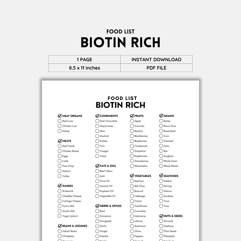 Biotin Rich Foods, Vitamin B7, Food List, High Biotin Foods, Food Chart ...