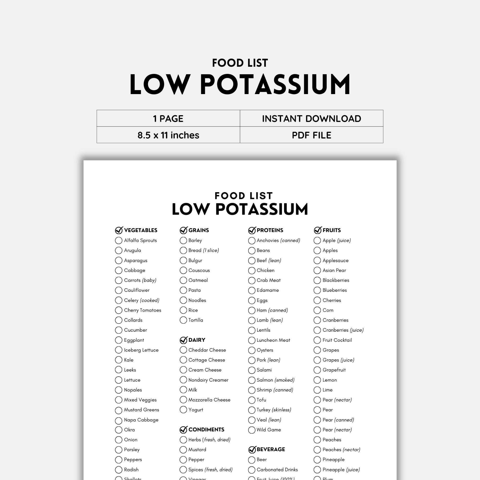Low Potassium, Food List, Kidney Disease, Renal Diet, Chronic Illness ...