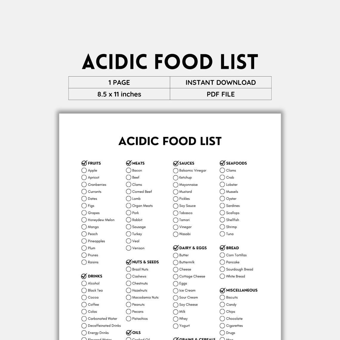 Acidic Food List Acidic Foods Acidic Diet Foods With Acid Ph Level In Foods High Acid Foods