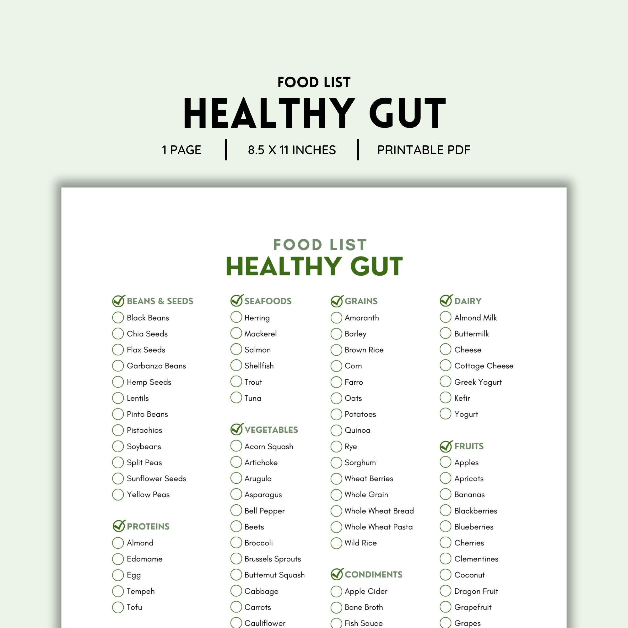 Gut Health, Food Chart, Healthy Gut, Food List, Grocery List, Food ...