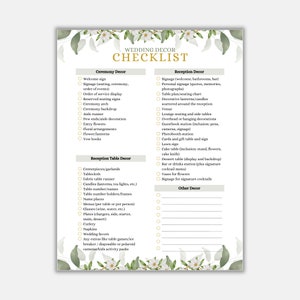 Wedding Decor Checklist, Wedding Planner, Wedding Decorations ...