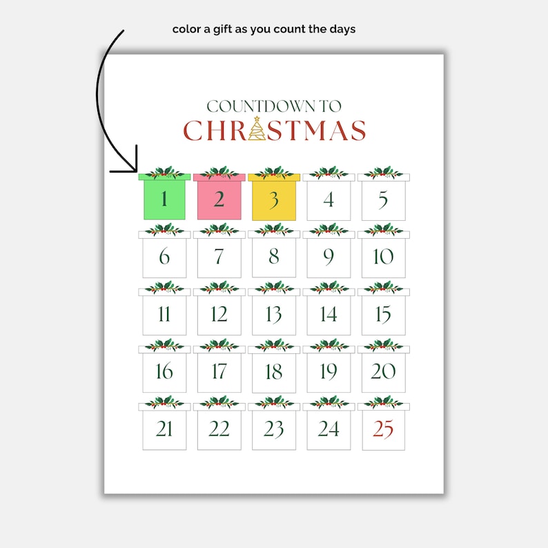 Days Till Christmas Christmas Countdown Christmas Printable - Etsy Canada