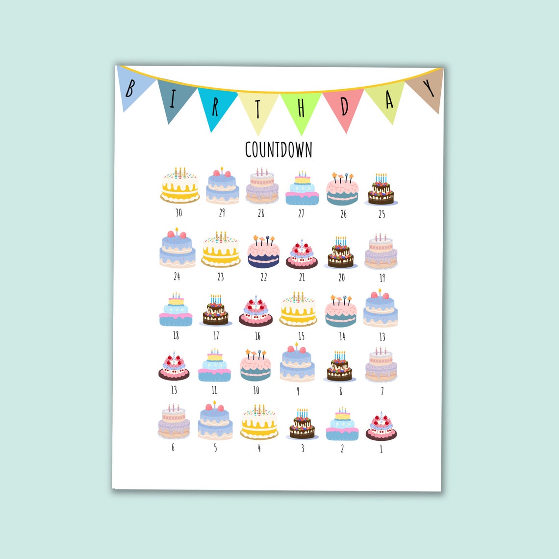Birthday Countdown Printable | Color PDF | Fun Countdown Tracker for ...