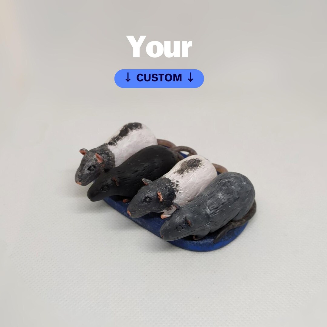 Rat Polymer Clay, Cute Rat Gifts, Custom Rat Figurine, Handmade Mouse ...