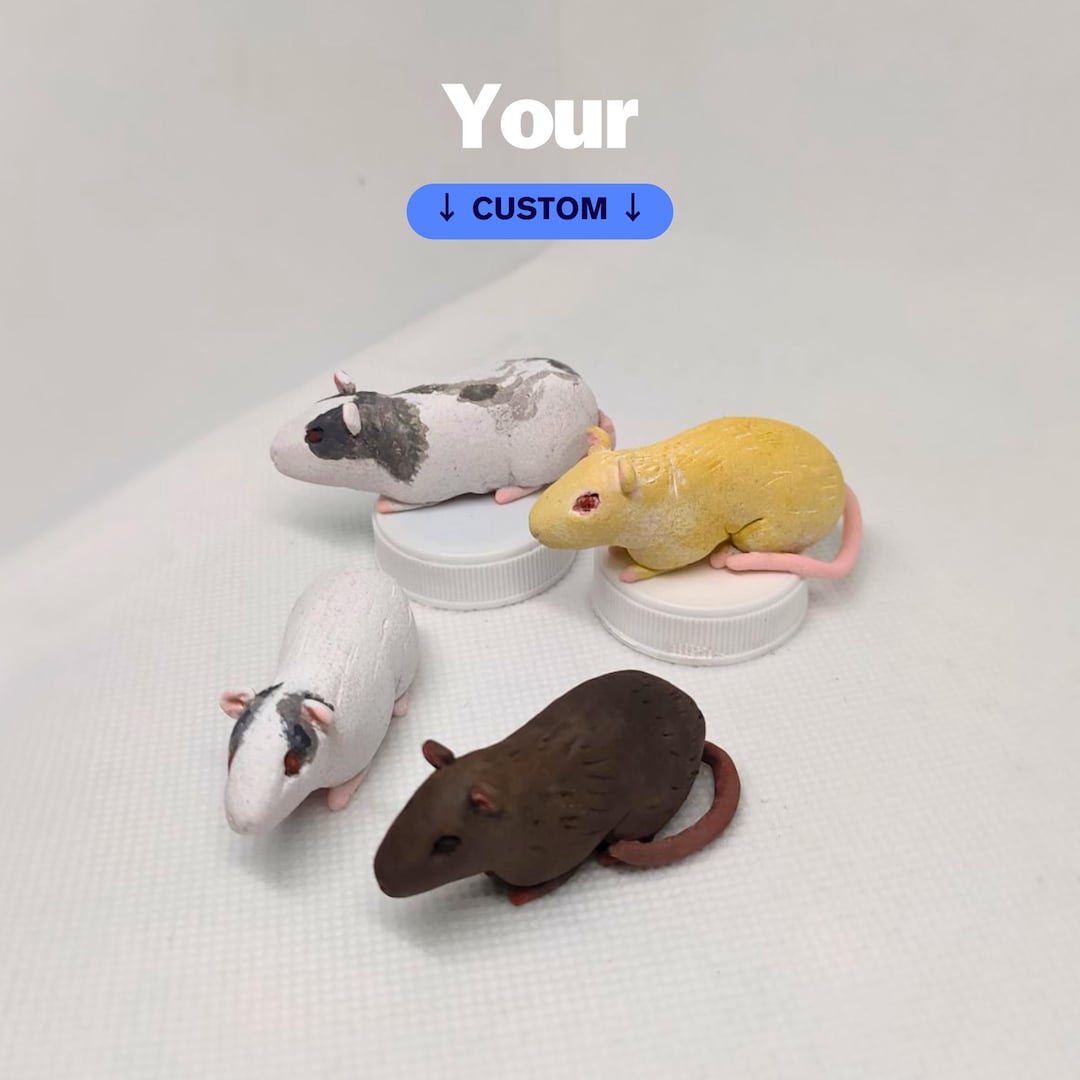 Rat Miniature Sculpture, Realistic Rat, Polymer Clay Rat Figurine ...
