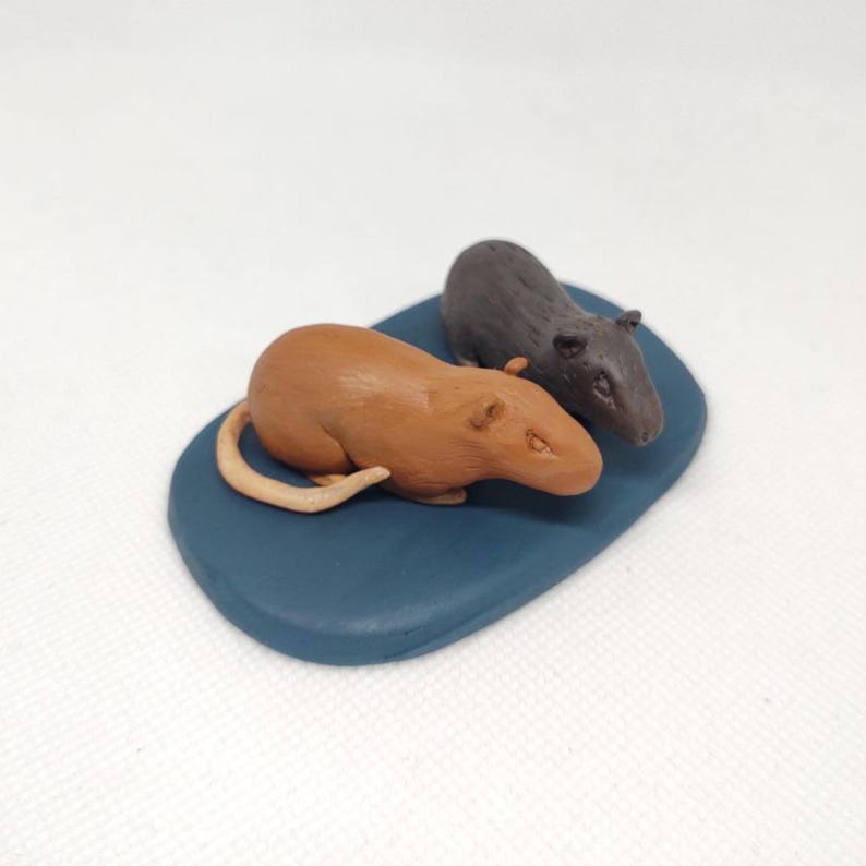 Rat Miniature Sculpture, Realistic Rat, Polymer Clay Rat Figurine ...