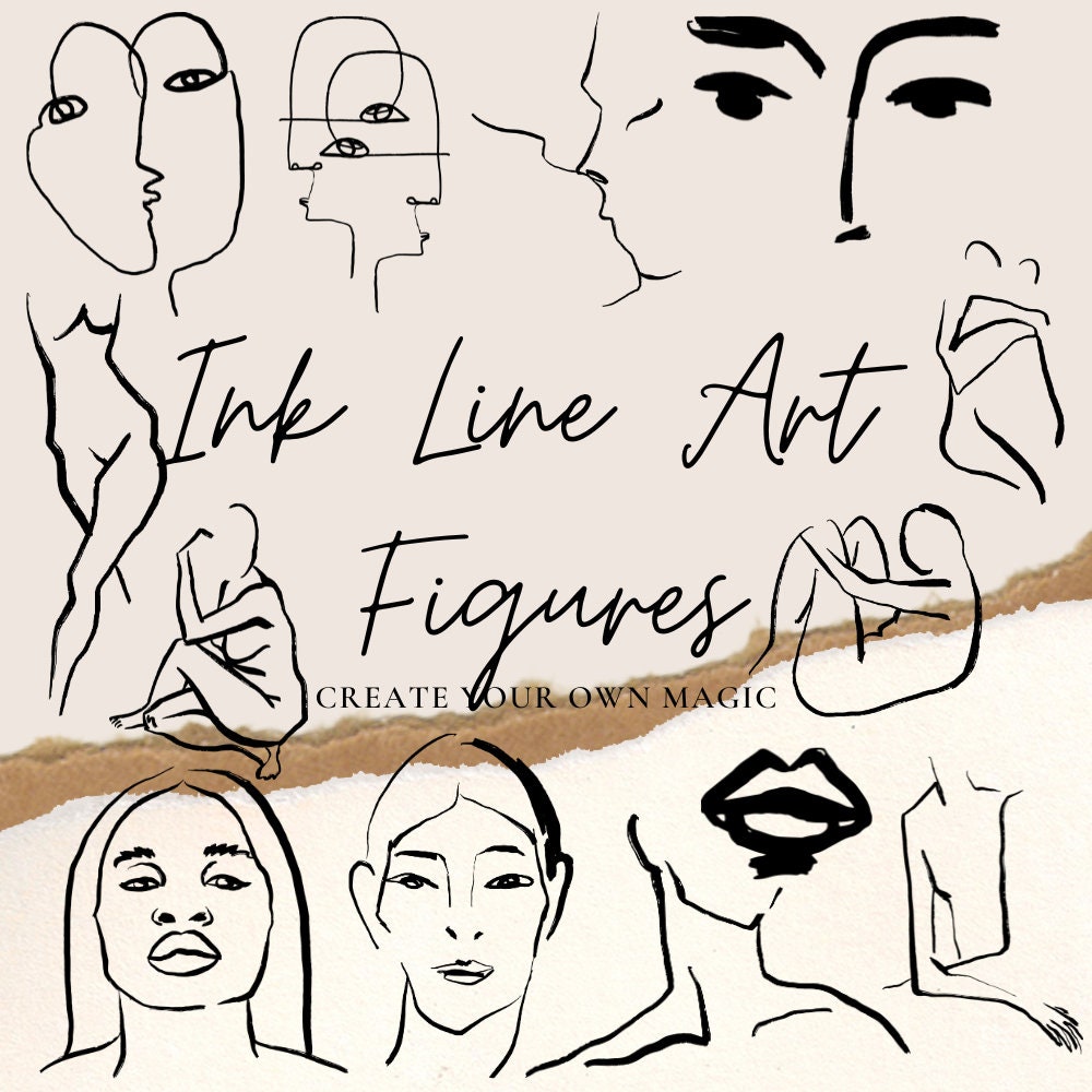 Digital Clipart,ink Line Art Sketches Bundle Clipart,line Art Elements ...