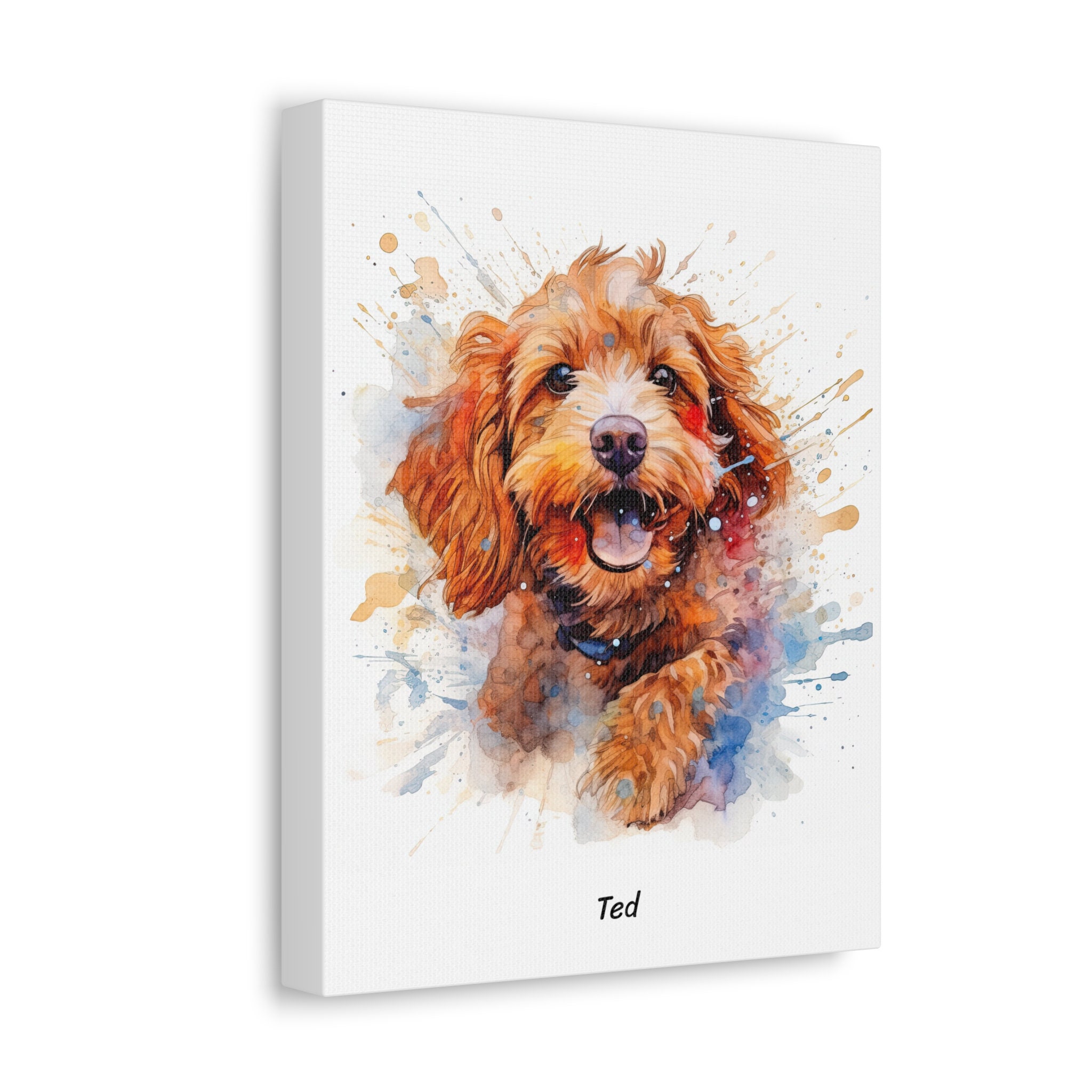 Customised Pet Cavapoo, Watercolour Art Canvas, Dog Canvas, Abstract ...