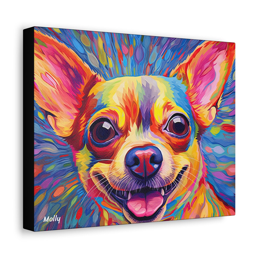 Customised Pet Chihuahua Art Canvas, Dog Canvas, Abstract Art ...