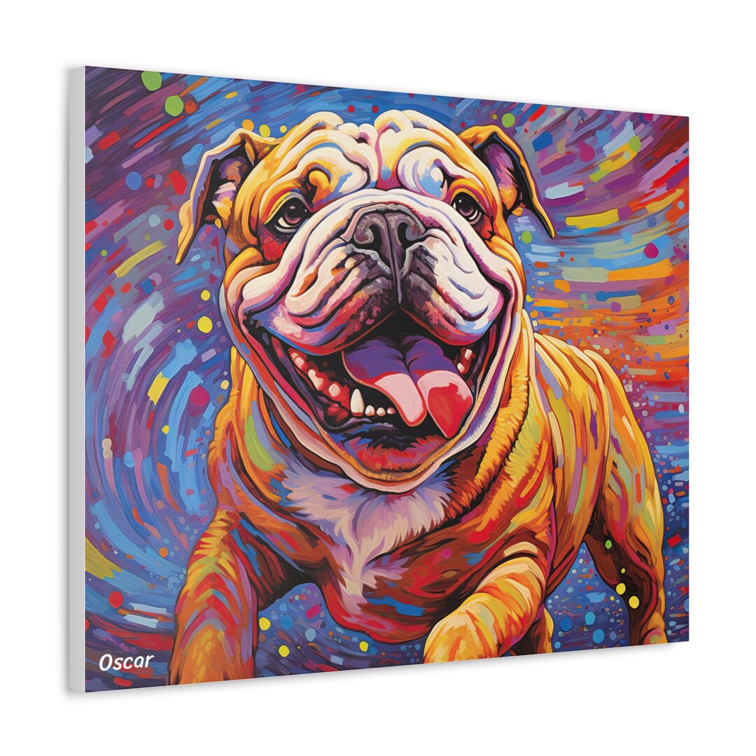 Personalized Pet Bulldog Art Canvas, Dog Canvas, Abstract Art, Custom ...