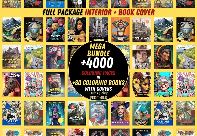 Full Collection 4000 Coloring Pages in 80 Coloring Books Bundle ...