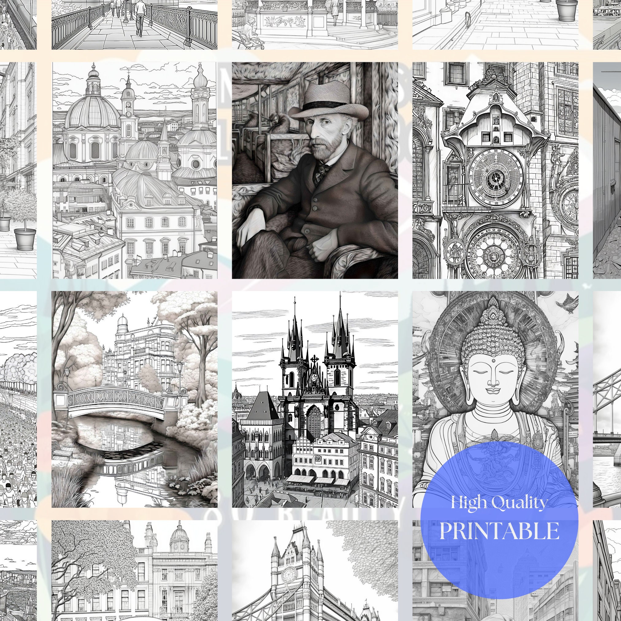450 Coloring Pages in 10 Coloring Books World Cities Bundle Vol.1 ...