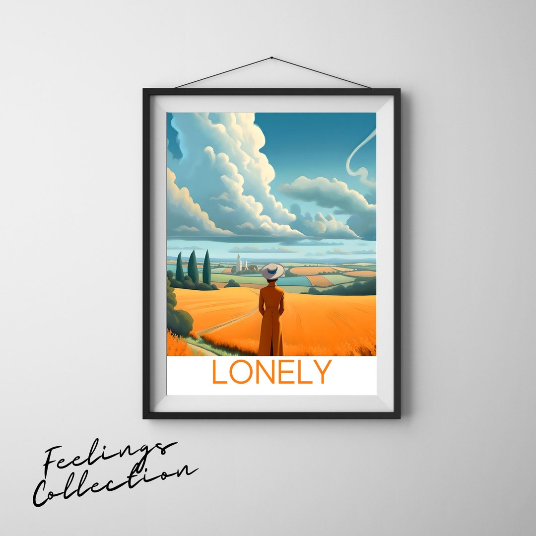 Lonely Feeling Collection Retro Vintage Art, Art Deco, Feelings Prints ...