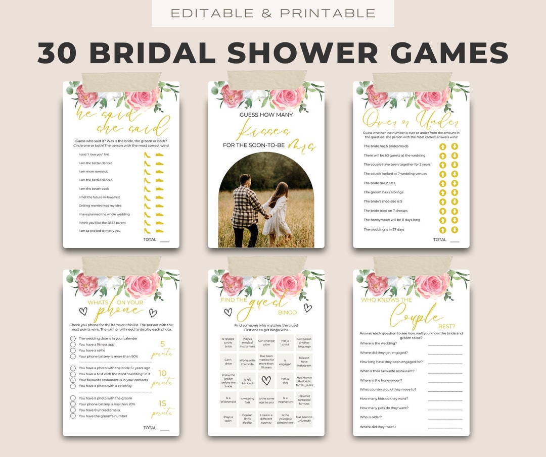 Bridal Shower Games Instant Download Printable Bridal Shower - Etsy