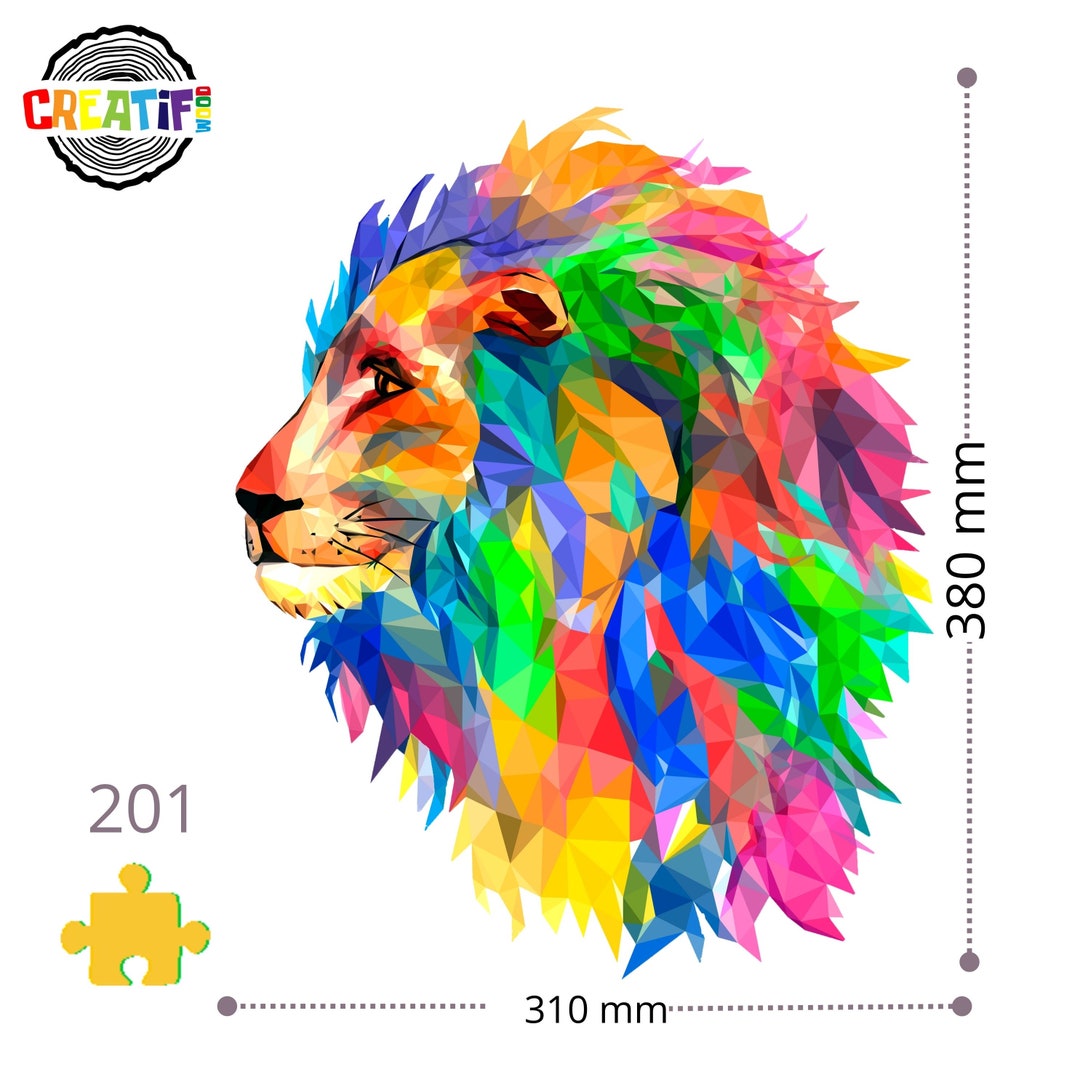 The Lion Mozaïk Wooden Puzzle Creatifwood for Adults and - Etsy