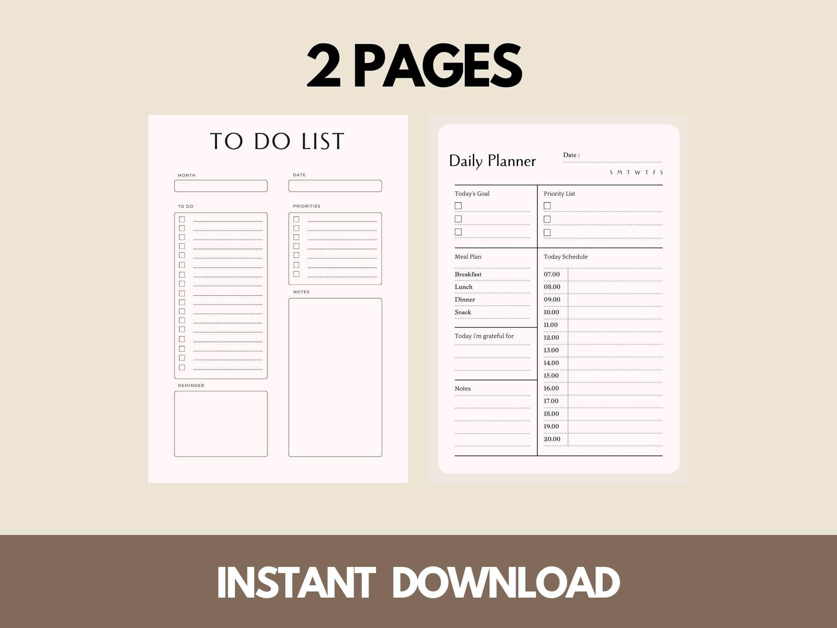 Minimal to Do List Printable, Simple Daily Planner Template, Daily ...