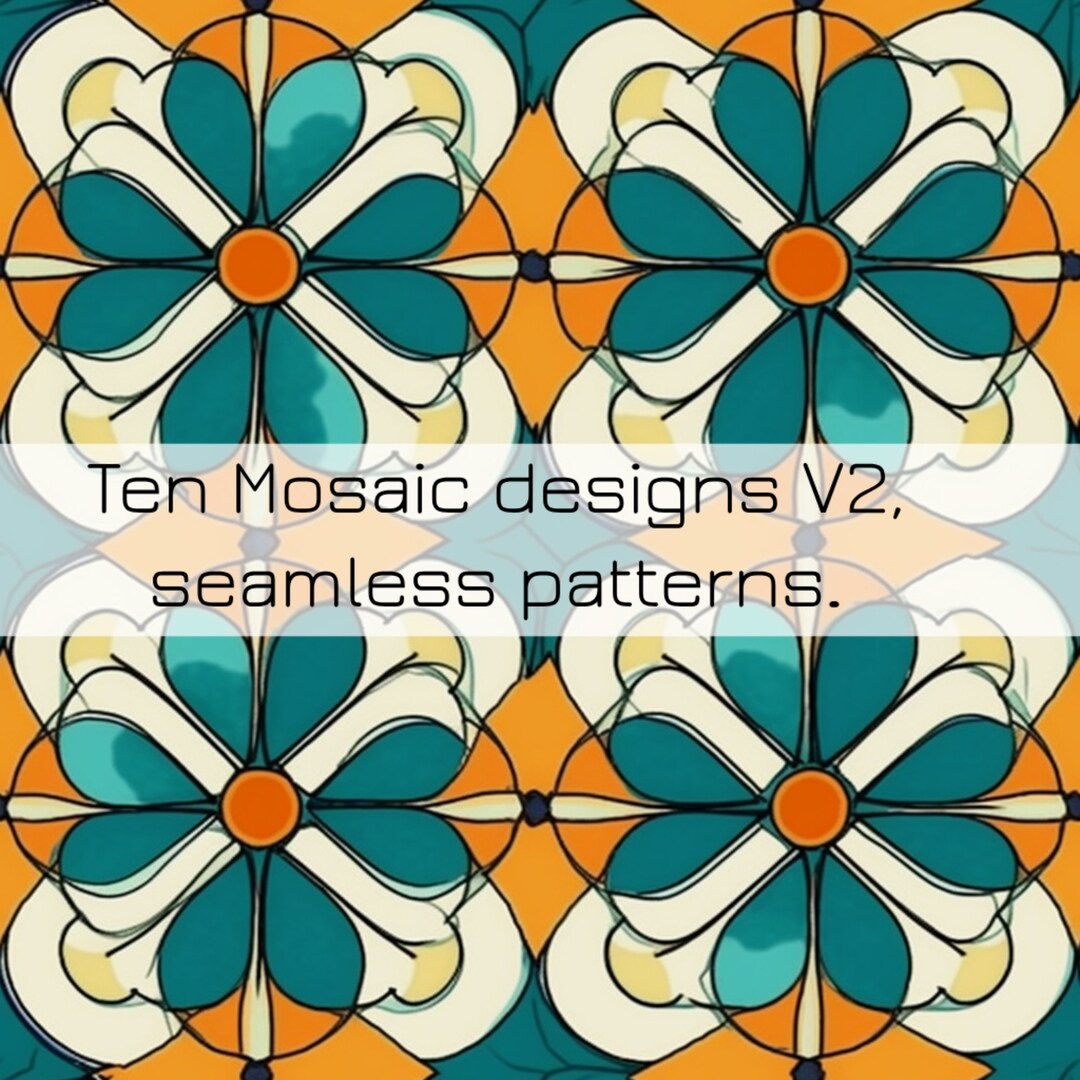 Repeating Mosaic Patterns V2 in Digital Download Format, 10 Seamless ...