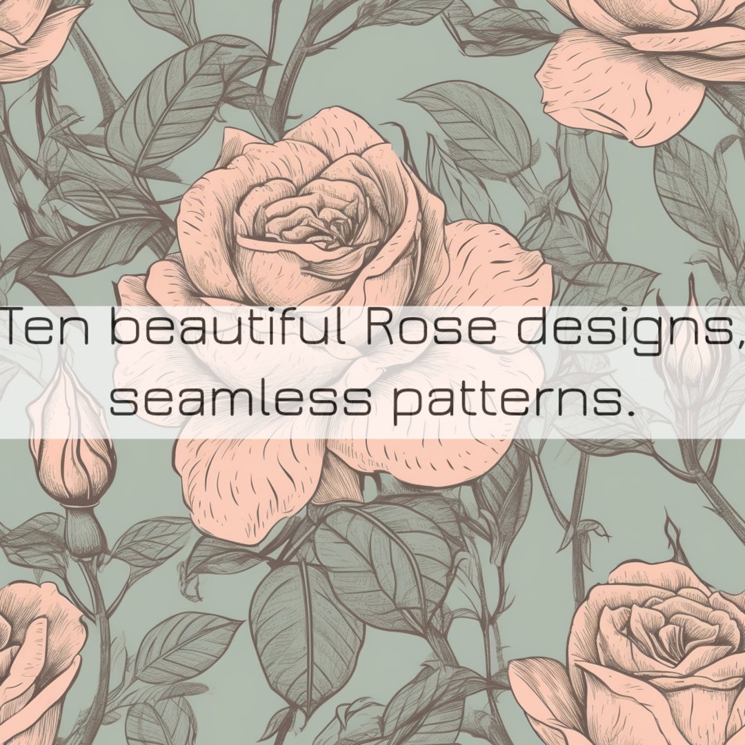 Repeating Beautiful Rose Patterns in Digital Download Format, 10 ...