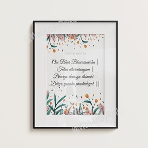 Digital Download, Prayer, Gayatri Mantra Print, Meditation Wall Art ...