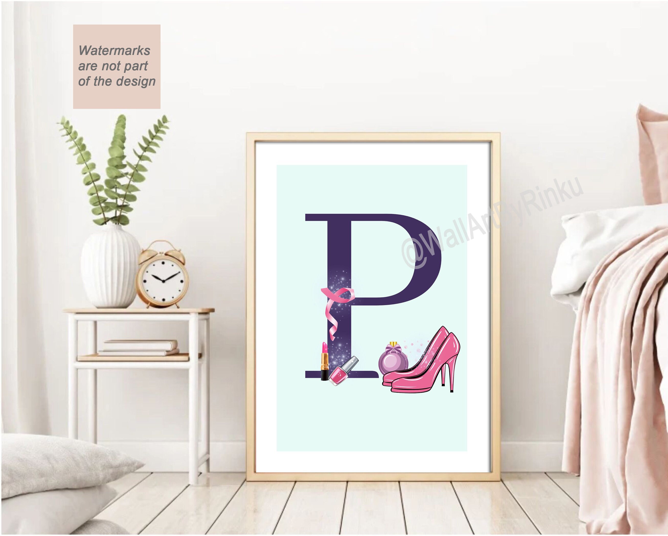 Personalised Printable Letter, Purple Girl Print, Alphabet Typography ...