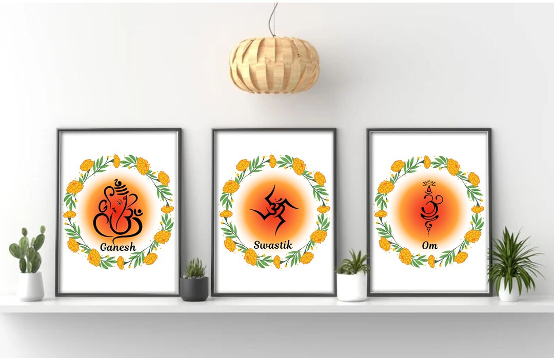 Ganesha, Om, Swastik Wall Art, Hindu God Ganesha, Ganesha Om Swastik ...