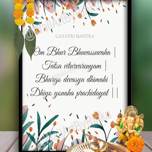 Digital Download, Prayer, Gayatri Mantra Print, Meditation Wall Art ...