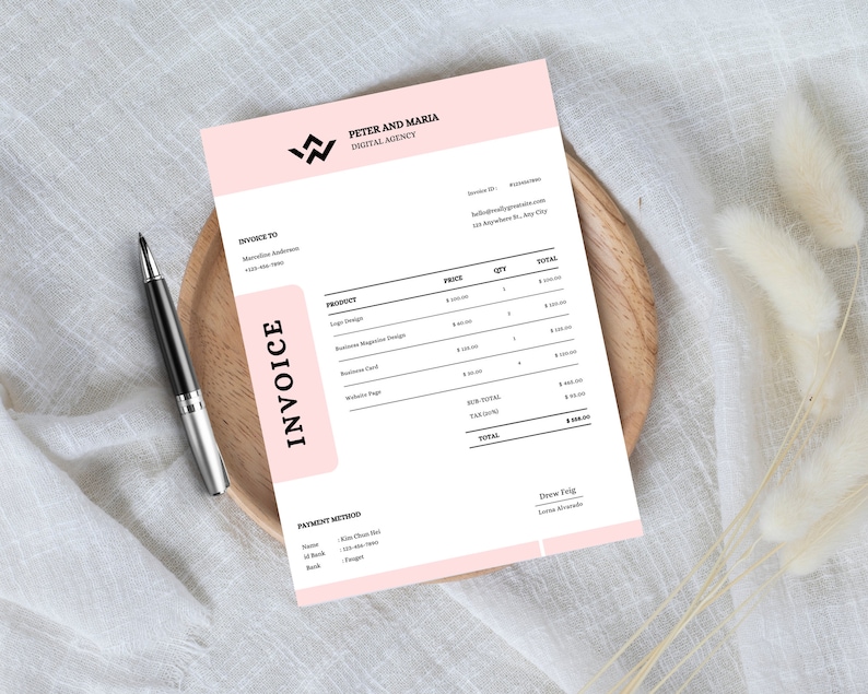 Invoice Template Editable PDF Template Customizable - Etsy