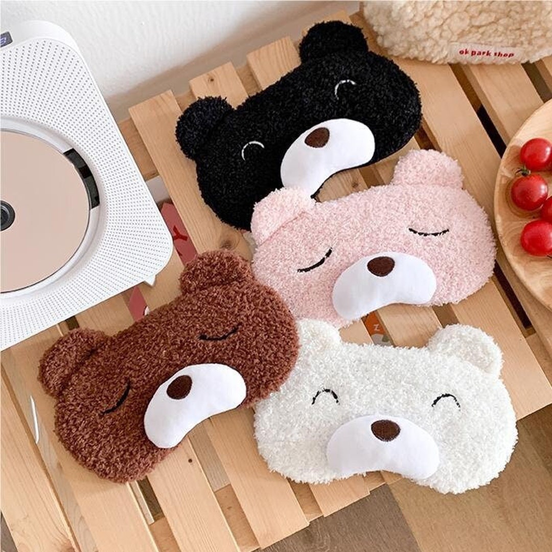 Plush Bear Eye Mask Cute Cartoon Eye Mask Soft Travel Eye - Etsy