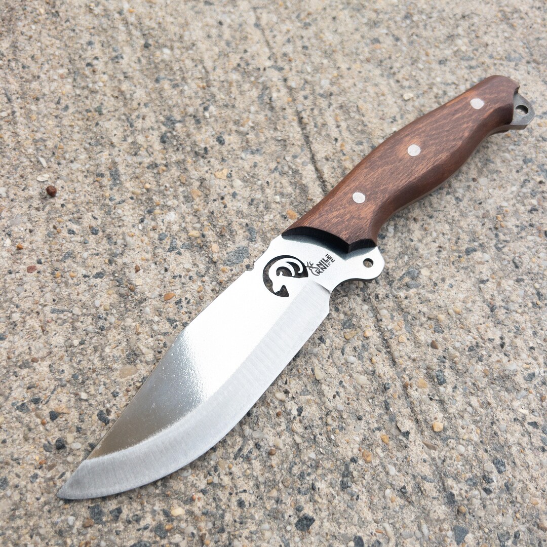NILE Bushcraft Knife Wood Handle Handmade Drop Point Hunting Skinning ...