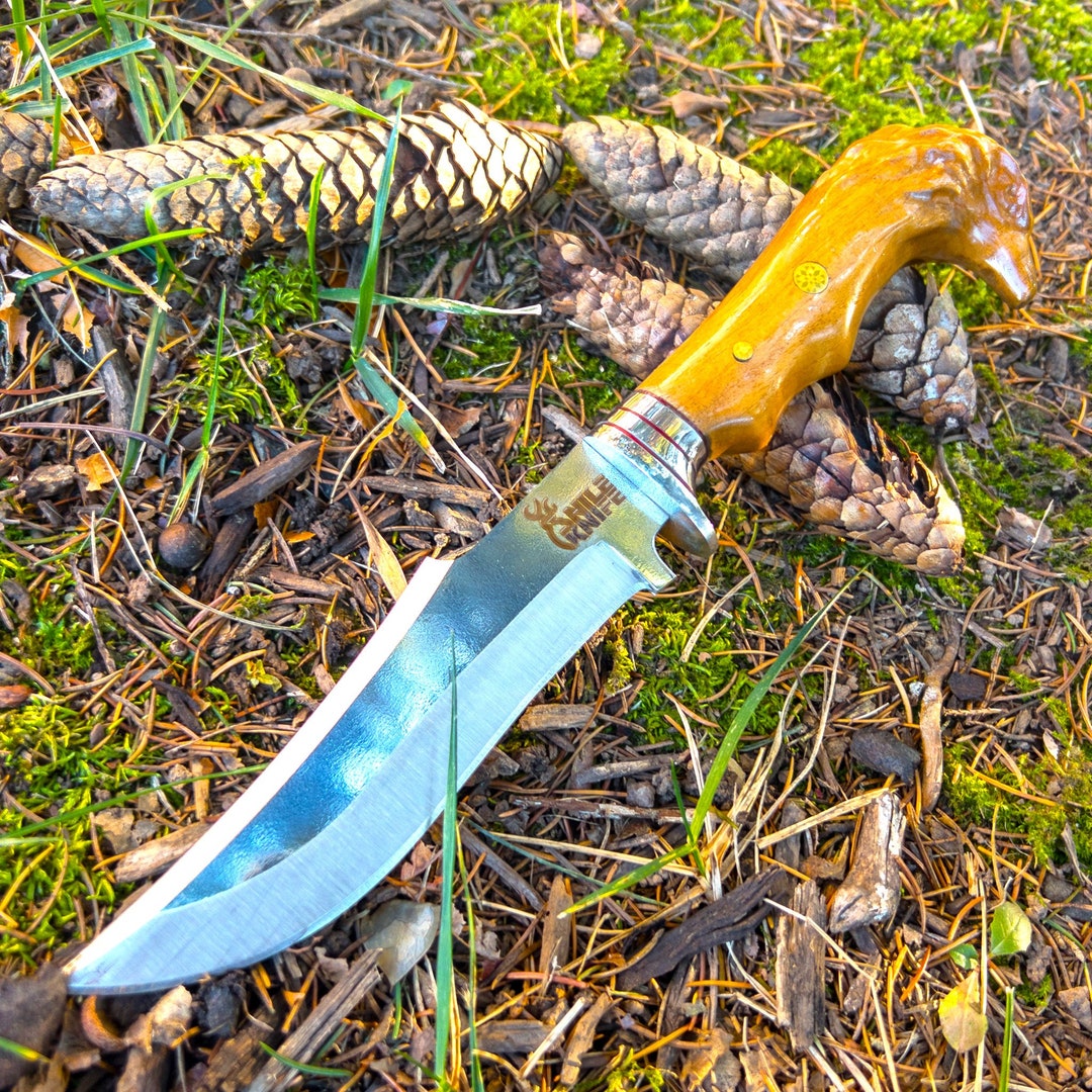 Animal Head Eagle Etched Hunting Knife, Eagle Head Camping Knife Custom ...