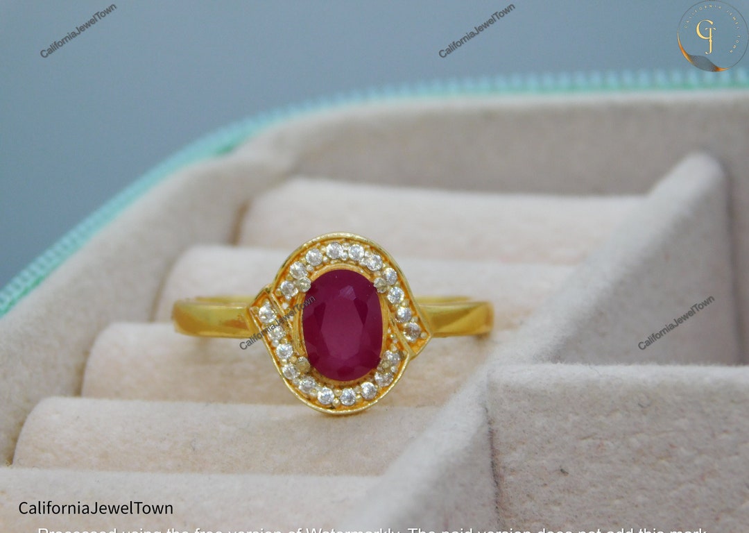 1.50 CT Lab Grown Ruby Engagement Ring, Vine Ruby Wedding Ring ...