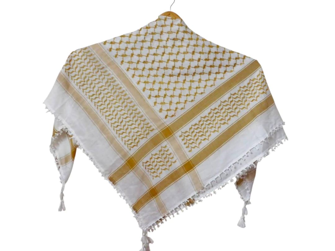 Yellow Keffiyeh Palestine Scarf Style, Cotton Arafat Hatta Arab Style ...