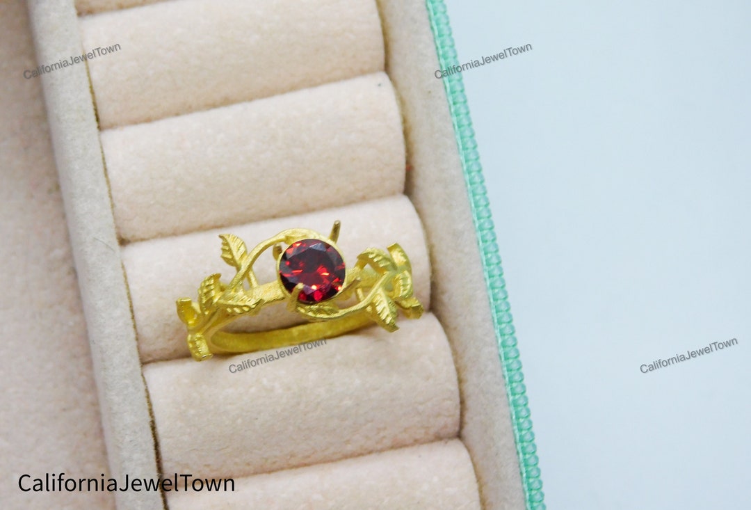 Red Garnet Birth Flower Signet Ring Personalized Dainty Promise Ring ...