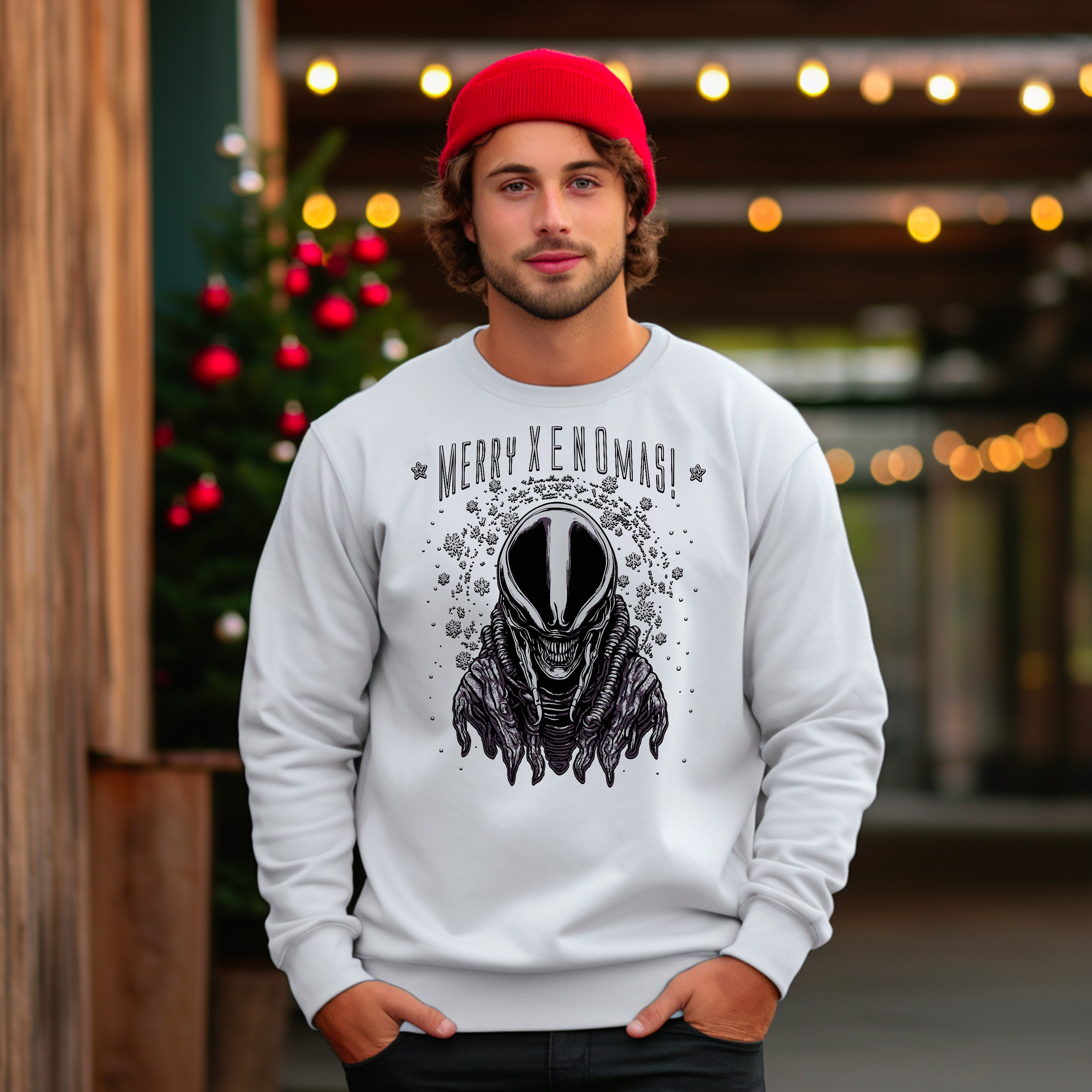 Merry Xenomas Alien Xenomorph Sweatshirt Ugly Sweater Style - Etsy UK