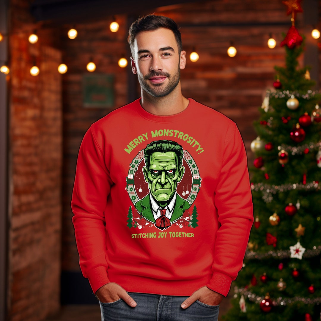 Merry Mostrosity Frankenstein Sweatshirt Ugly Sweater Style Unisex ...