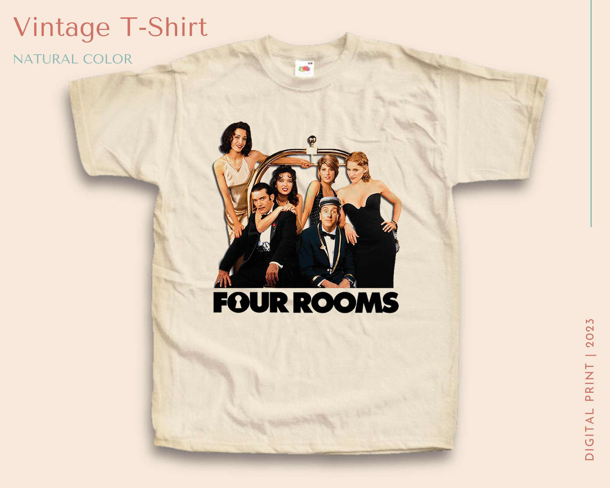 Vintage Tshirt Four Rooms V2 NATURAL Color Men Woman Unisex - Etsy