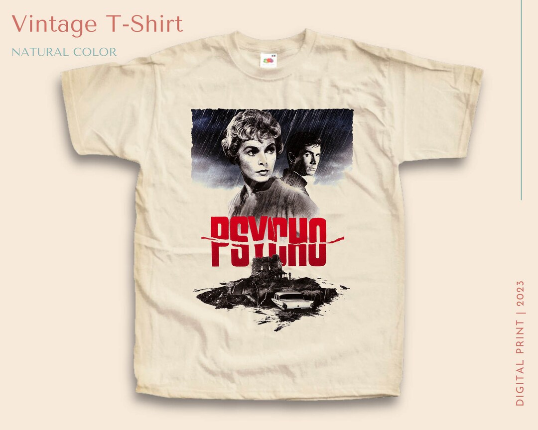 Vintage Tshirt Psycho NATURAL Color Men Woman Unisex T-shirt Digital ...