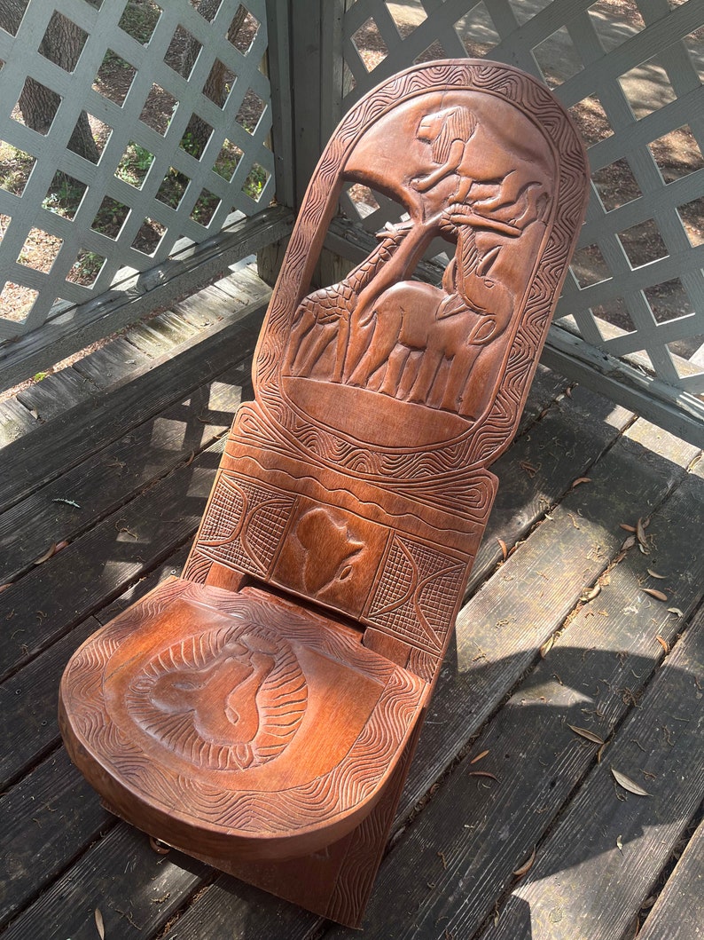 VINTAGE Tribal Hand Carved African Chair - Etsy