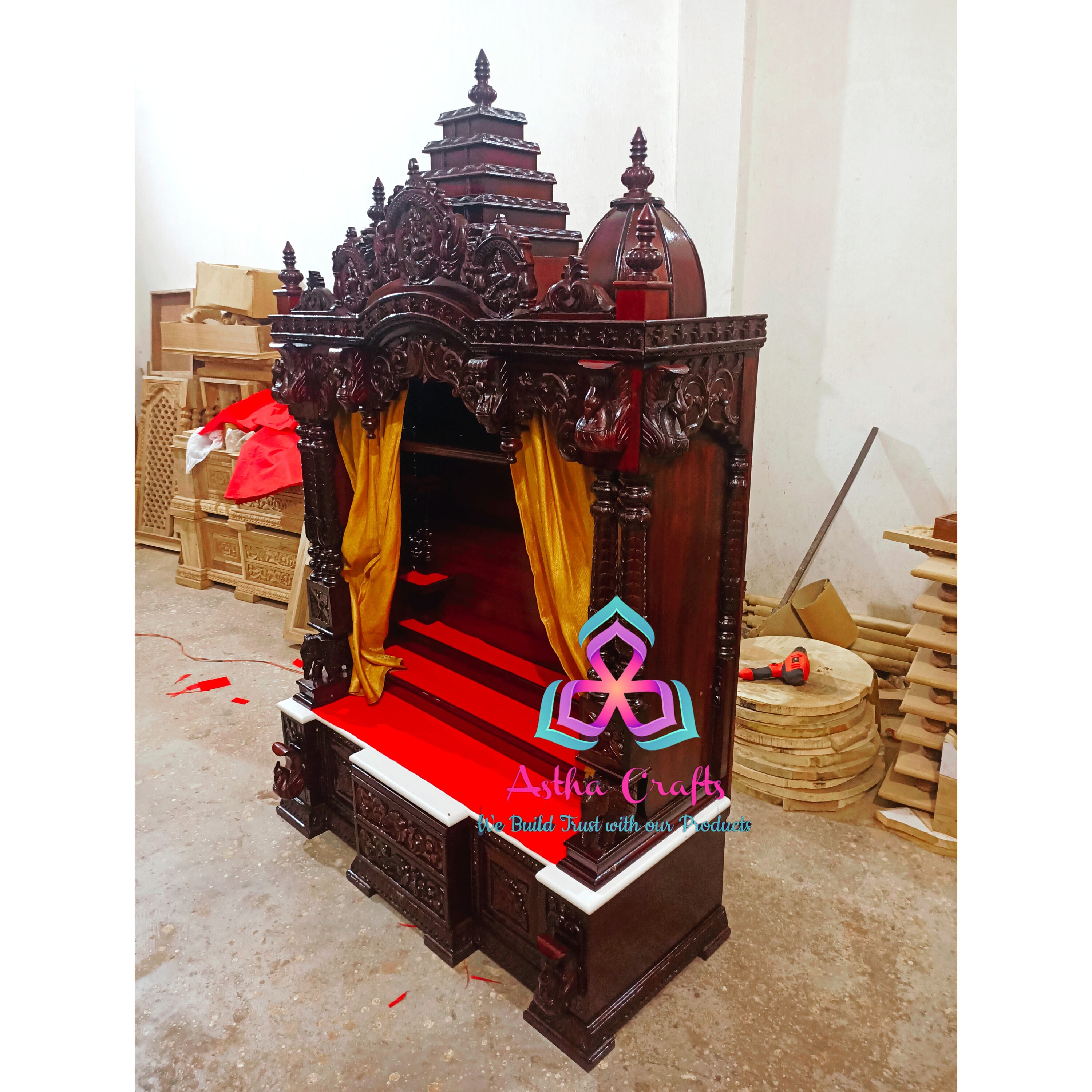 72x45x20hand Carved and Handmade Wooden Pooja Mandir Made With Teakwood ...