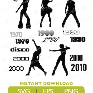 SVG Clipart Decade Skater Girls - Etsy