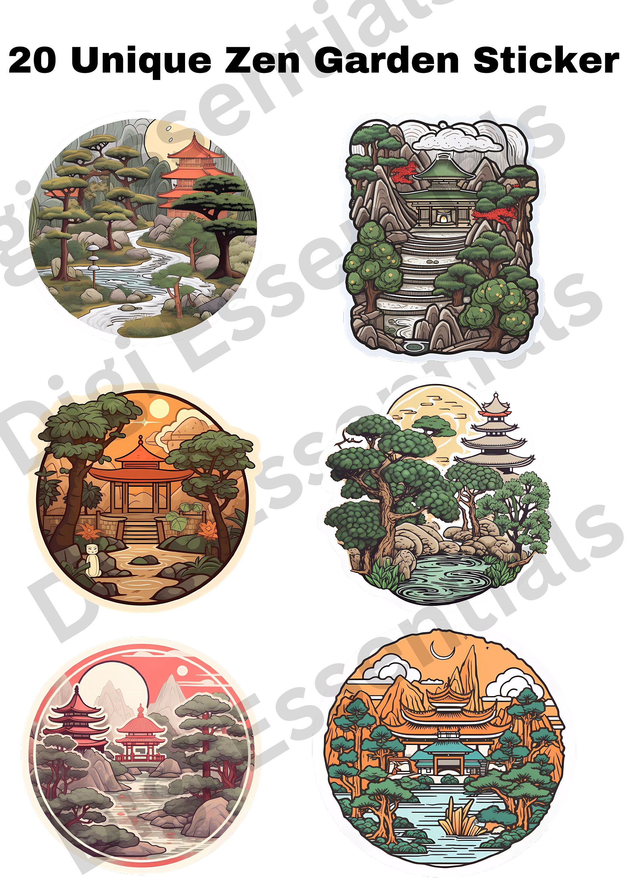 Zen Garden Sticker, Digital Instant Download, Tranquil , Japanese Zen ...