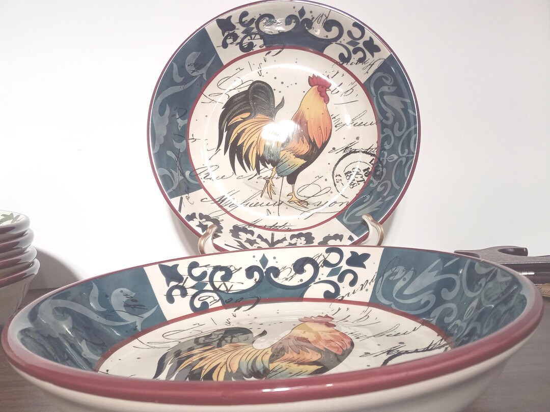 Certified International Le Rooster Pasta Bowls 9" by Geoffrey Allen ...