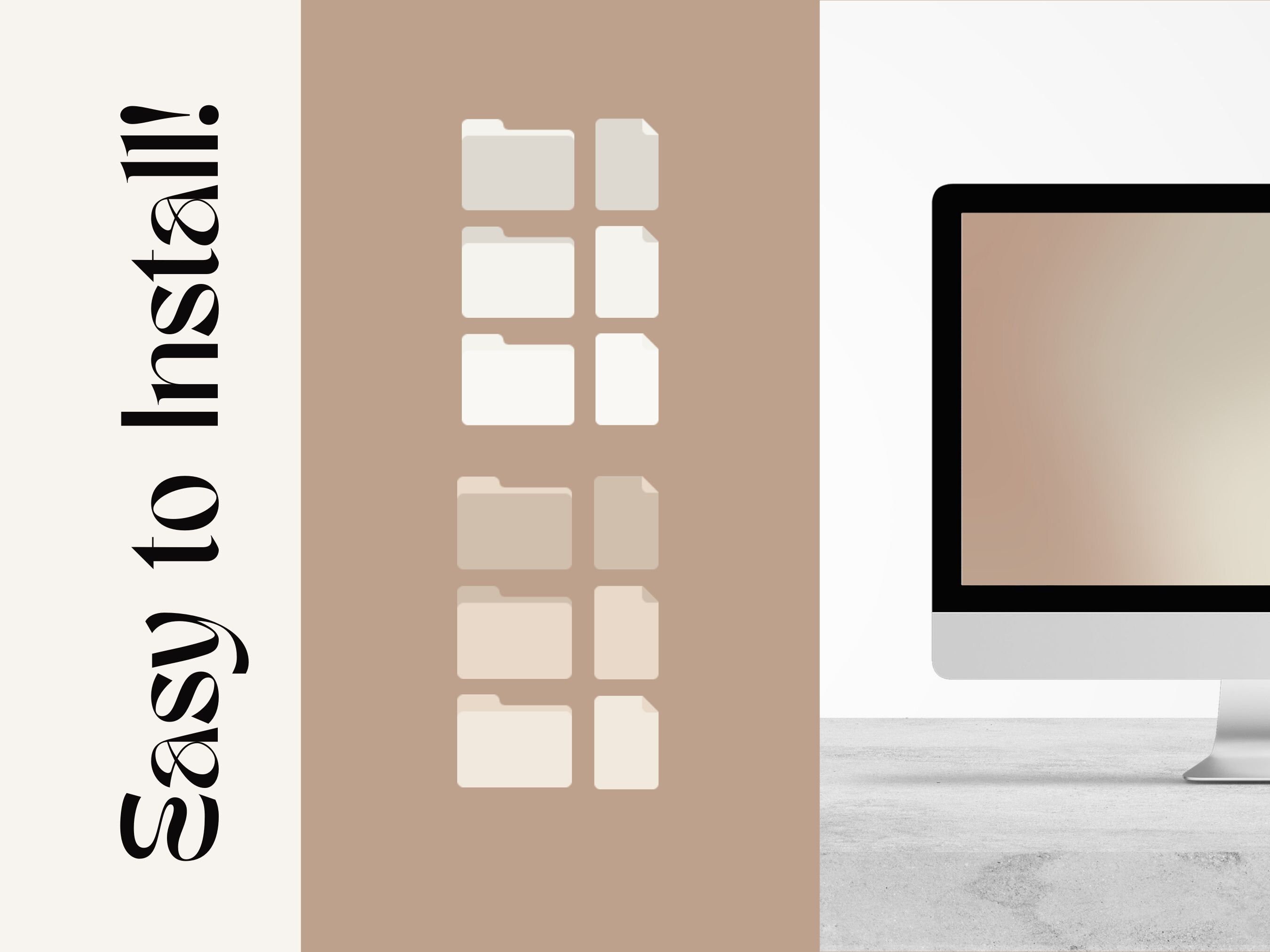 Desktop Folder Icons for Aesthetic Organization in Neutral Colors With ...