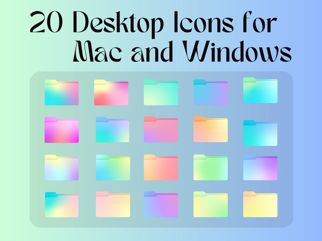 Summer Gradient Desktop Folder Icons for Aesthetic Organization in ...