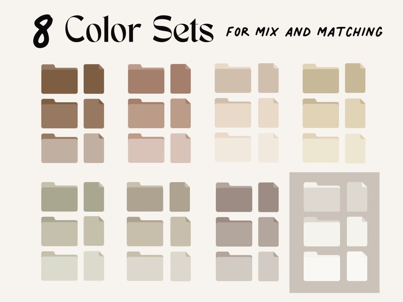 Buy Desktop Folder Icons for Aesthetic Organization in Neutral Colors ...