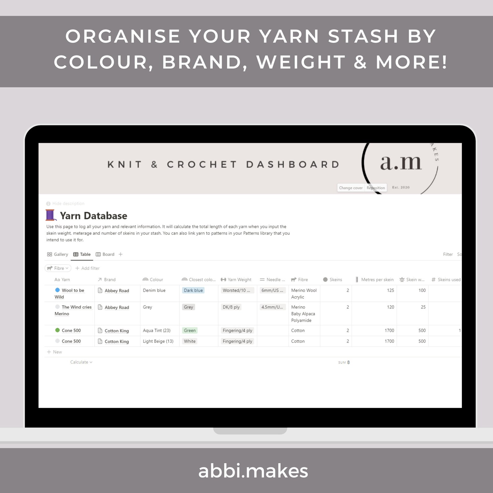 Notion Template: Knit & Crochet Dashboard, Notion Minimalist Planner - Etsy