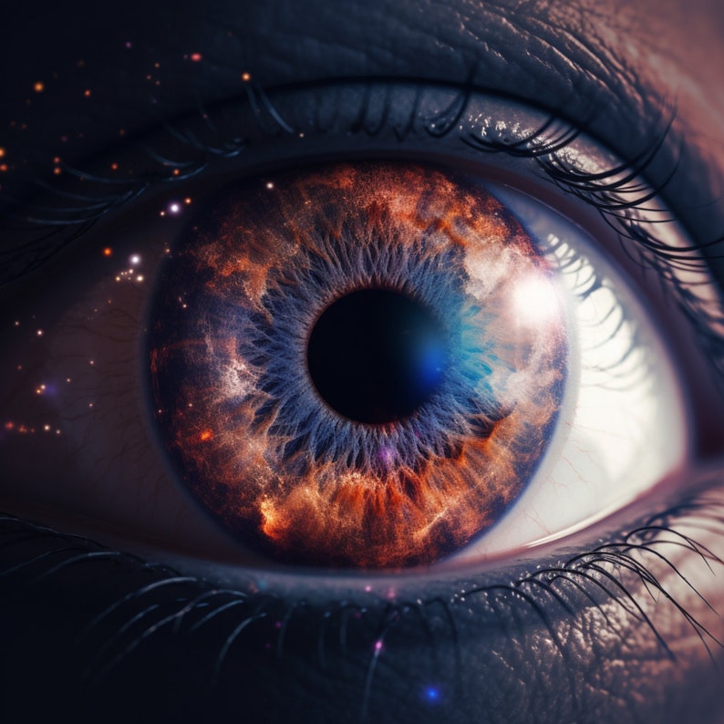 The Cosmic Gaze: A Close-up View of the Universe in an Eye - Etsy