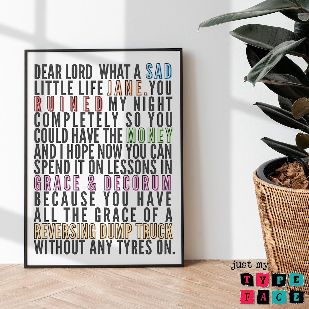 Poster Sad Little Life Jane Come Dine With Me TV - Etsy