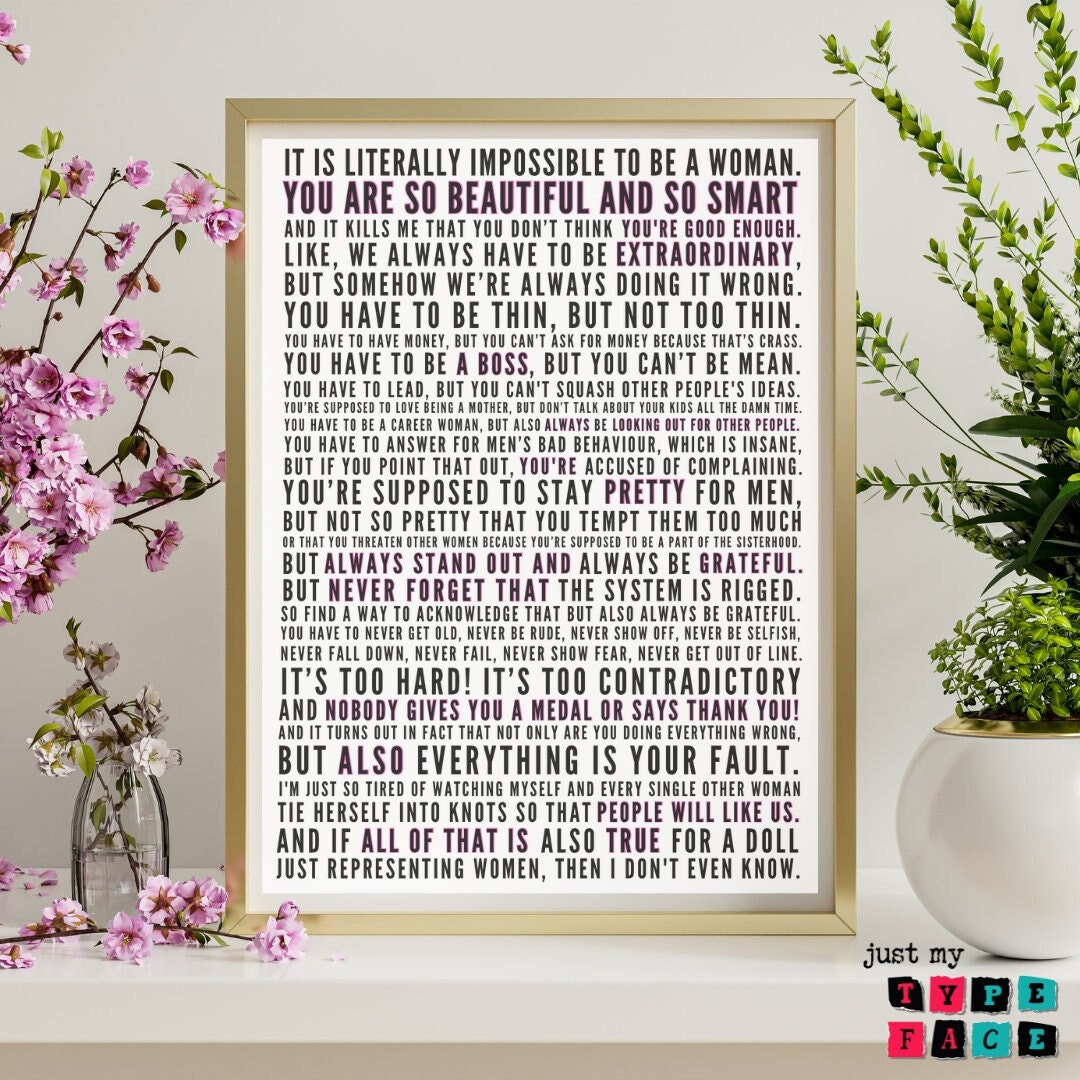 Poster Gloria's Monologue Film Quote Impossible to Be a Woman - Etsy