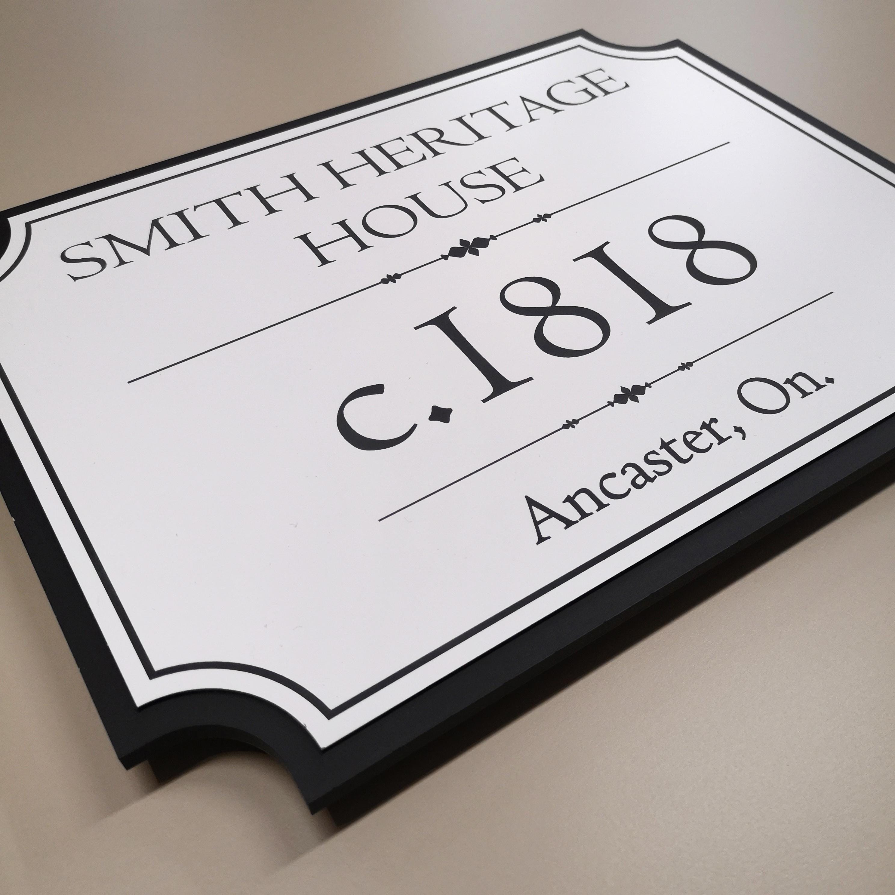 Heritage House Plaque, Black and White Address Sign, Historical Home ...